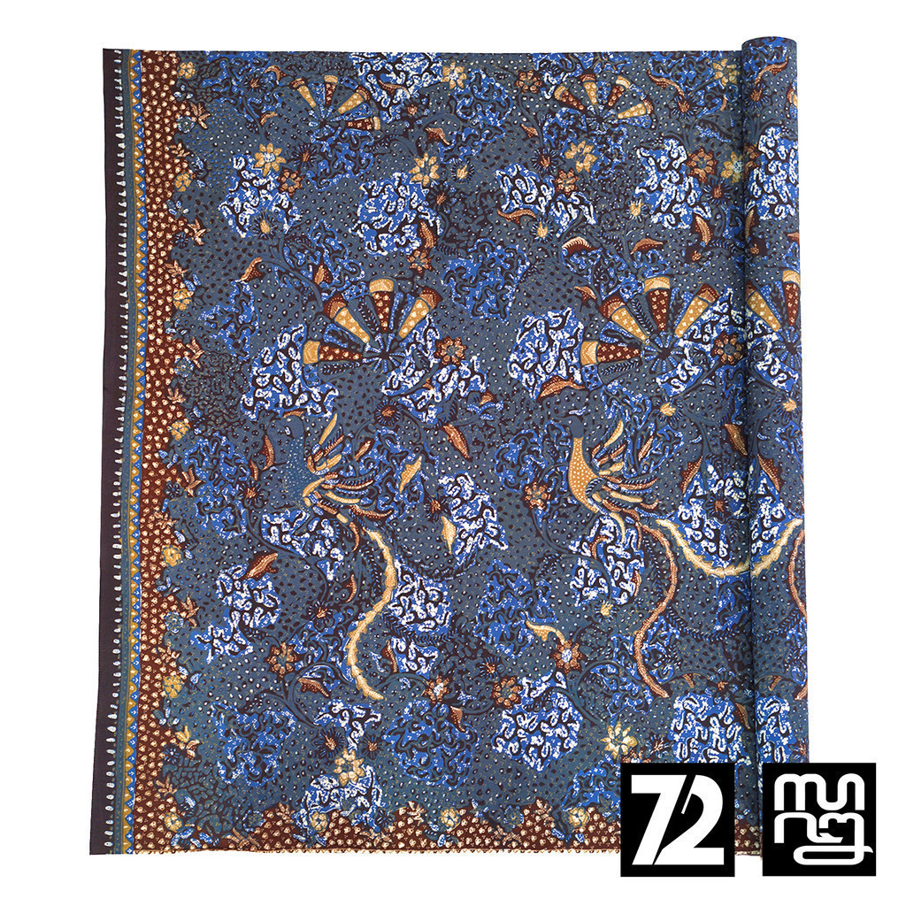 Jual KAIN BATIK PREMIUM Bahan Katun Motif Merak Abstrak Wana Abu Biru ...