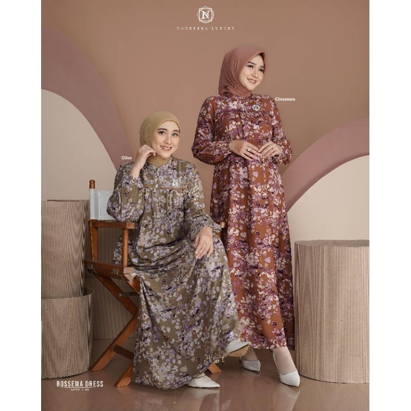 Jual ROSSEMA MIDI DRESS By Nadheera Luxury Ori Terbaru ️Gamis Midi Rayon Ultra ️Gamis Motif ...