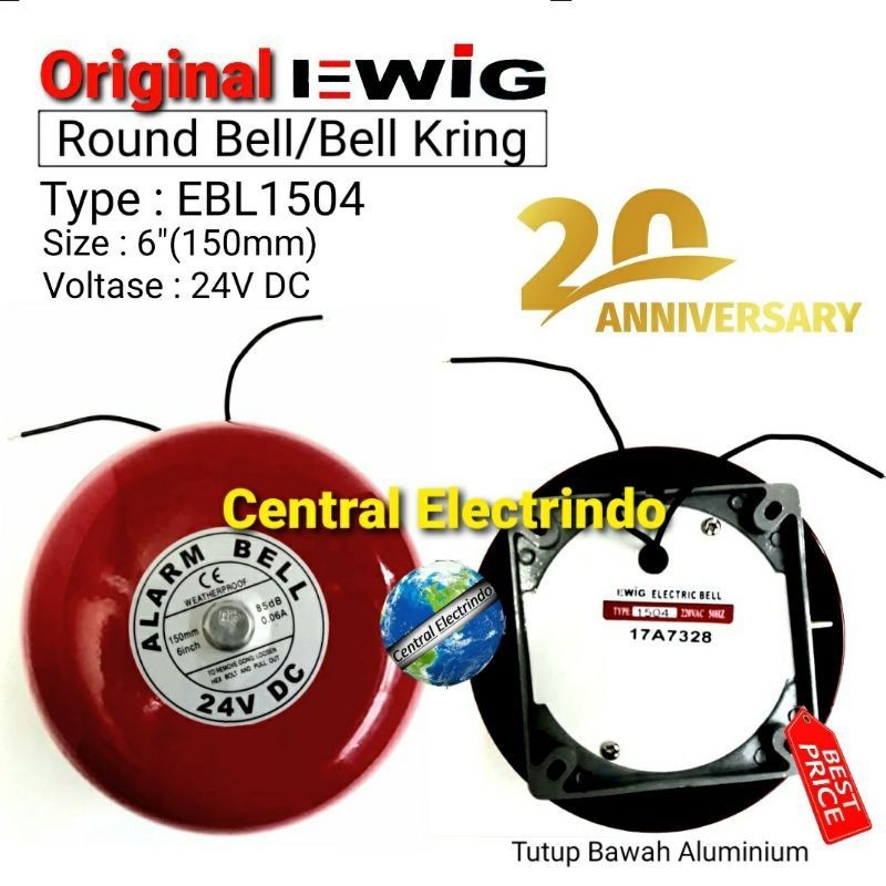 Jual Bell/Round Bell EBL-1504 6"(150mm) DC 24V EWIG. | Shopee Indonesia