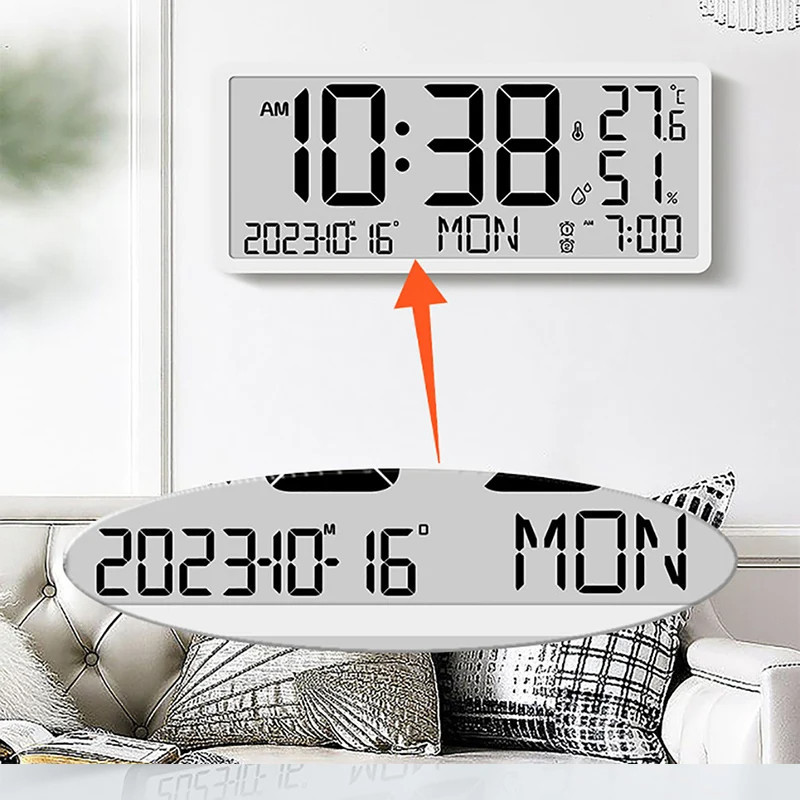 Jual LCD Screen Large Digital Wall Clock Multifunctional Time ...