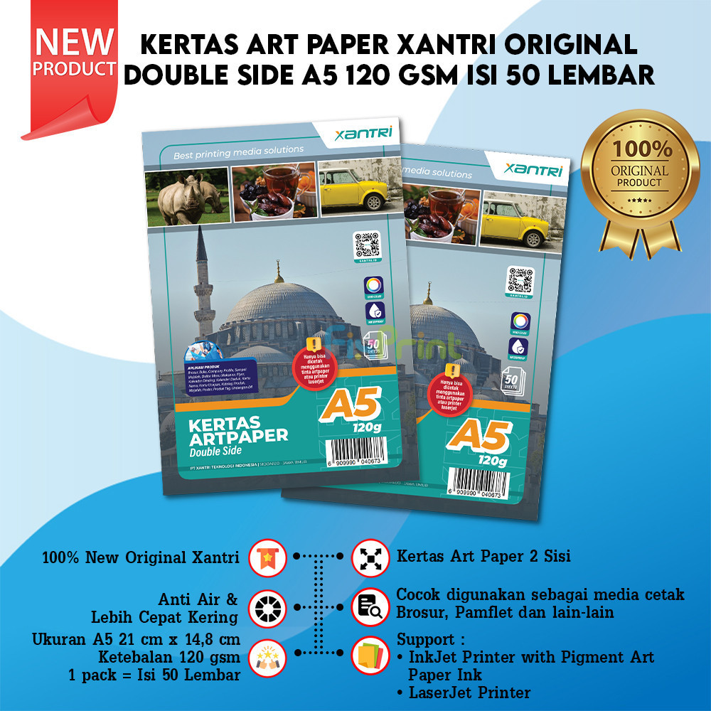 Jual 50 Sheets Kertas Art Paper A5 120gsm 120 gsm Print Foto Photo ...