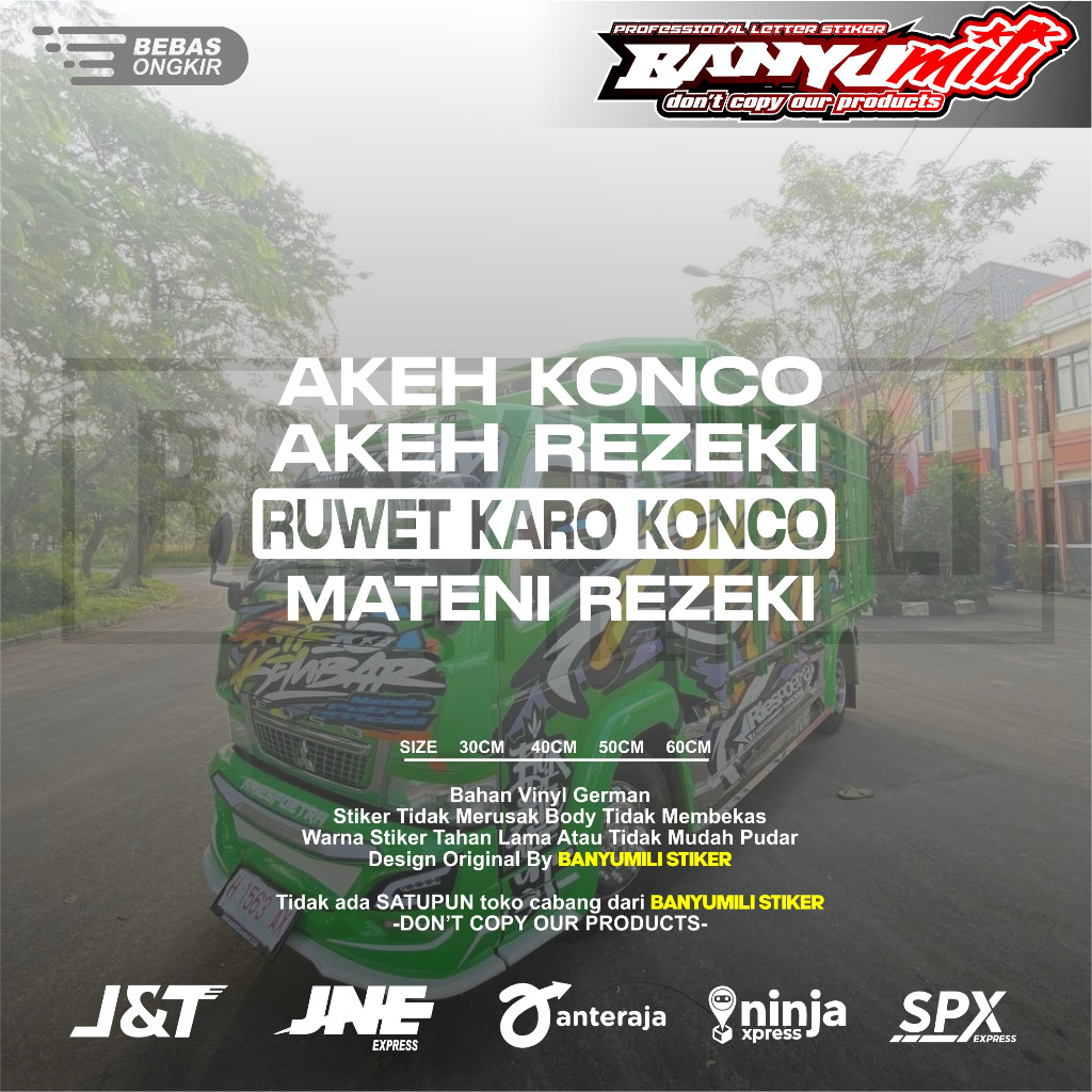 Jual Stiker kata kata truk akeh konco akeh rezeki cutting variasi kaca ...