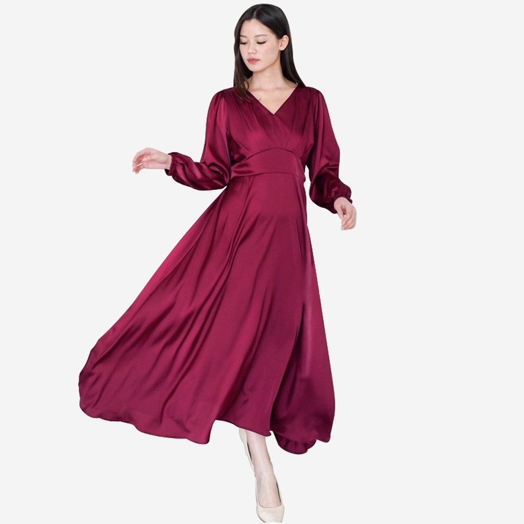 Jual korean dress Natal maxi satin silk hijab CHRISTMAS Gaun Gereja ...