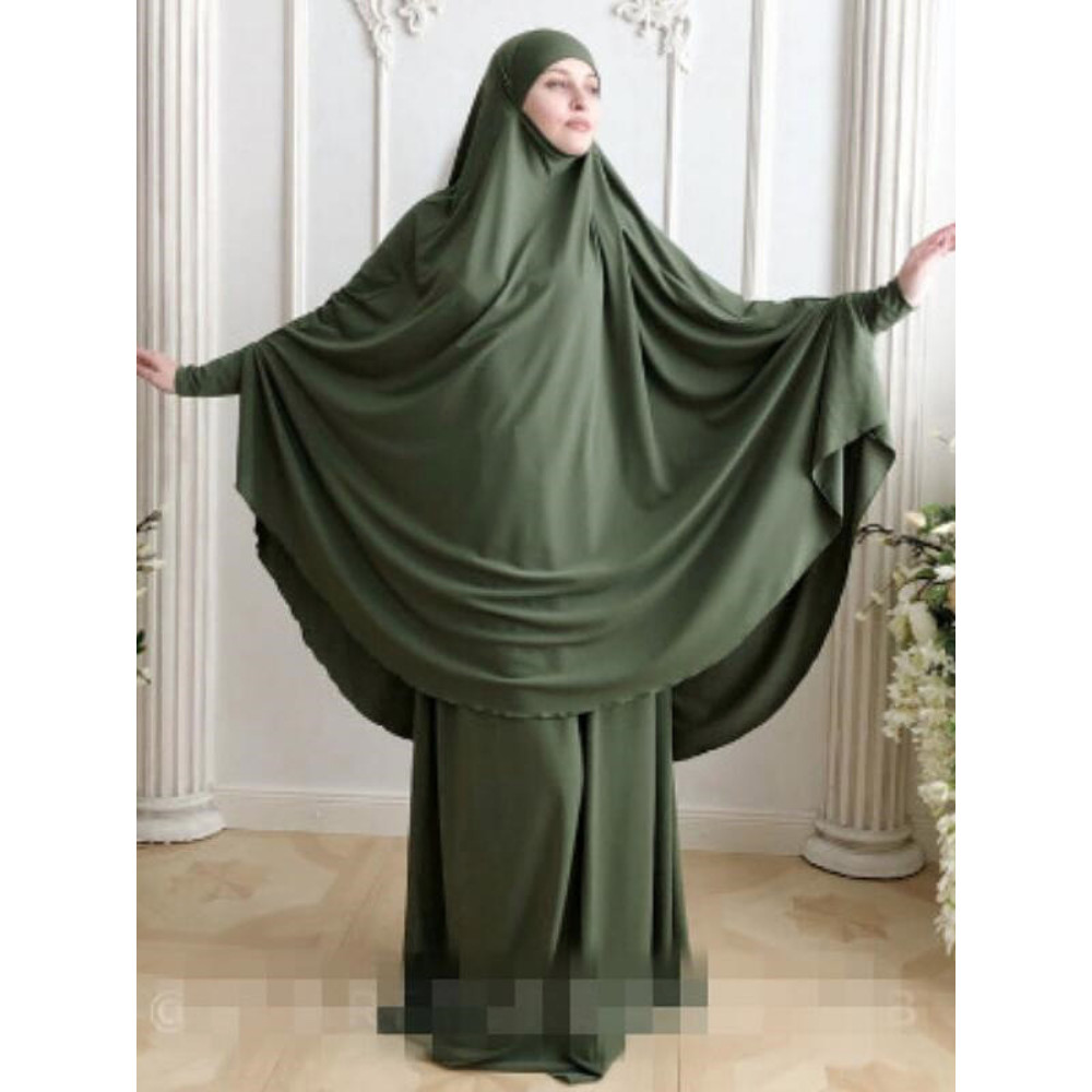 jual-eid-2-piece-set-long-khimar-skirt-muslim-prayer-garment-abaya-set