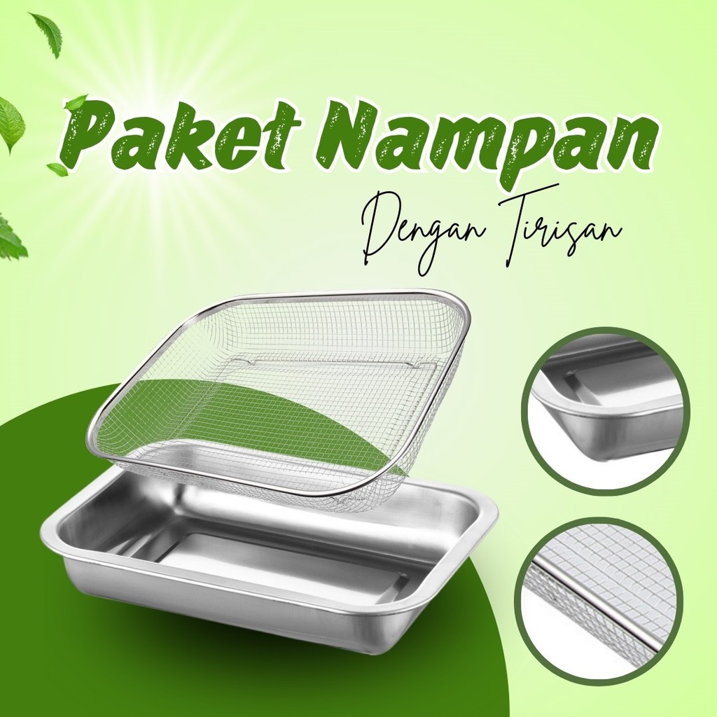 Jual Paket Nampan + Saringan Stainless Steel Nampan Baki Peniris Minyak ...