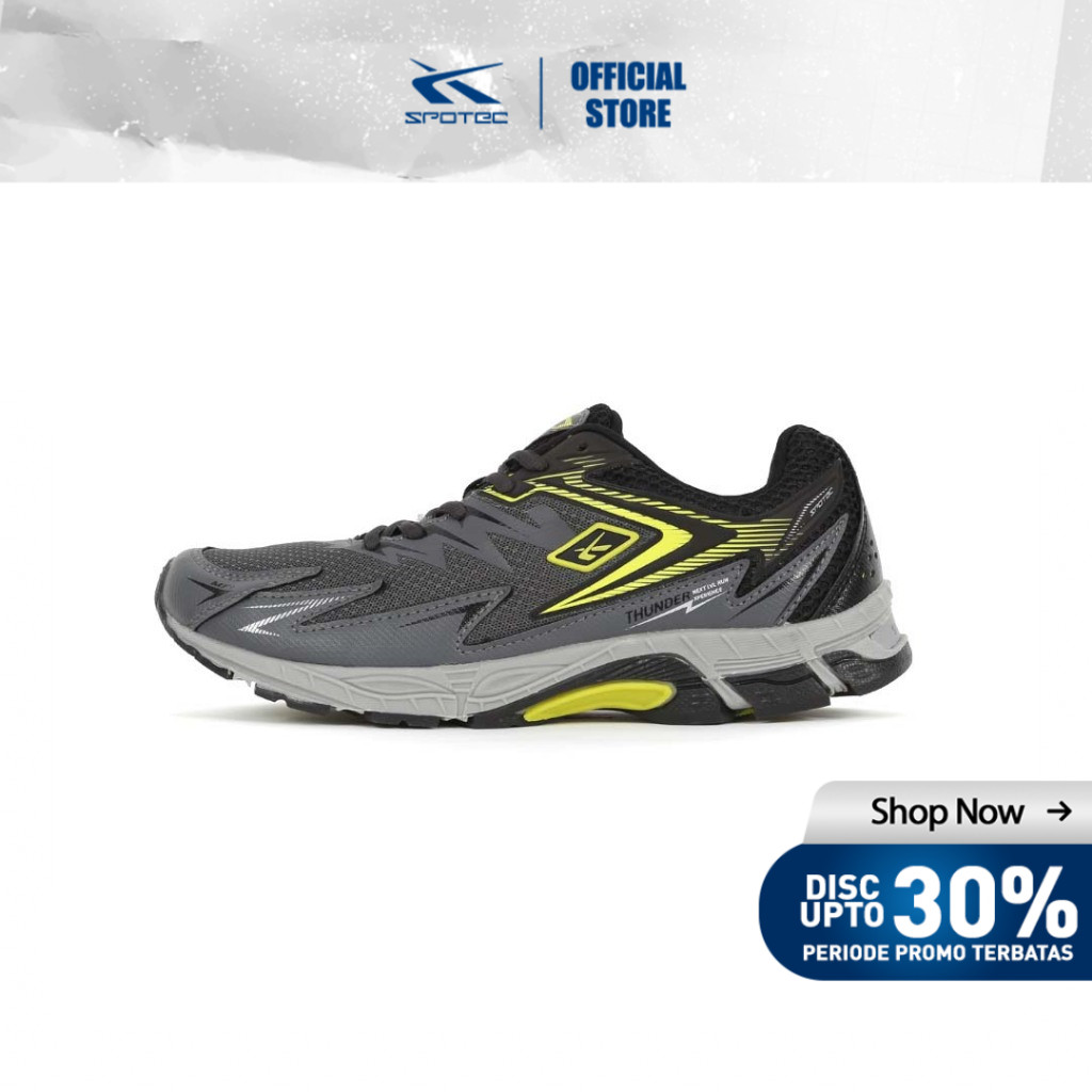 Jual Spotec Running Thunder Sepatu Lari Pria Wanita - Abu Tua Hijau ...