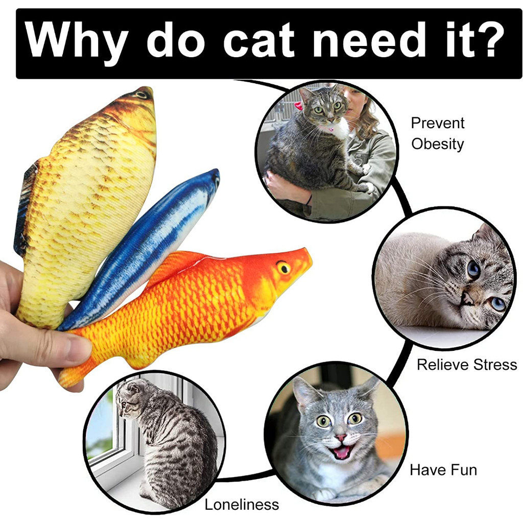 Jual mainan kucing bentuk ikan dan catnip mainan boneka tahan gigitan ...