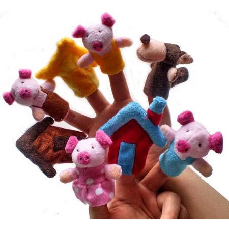 Jual 8 Pcs=1 SET The Three Little Pigs Finger Puppet Children ...