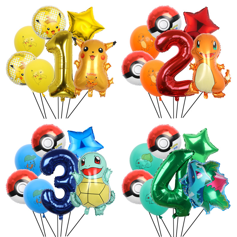 Jual 7pcs Pokemon Themed Balloons Decorated with Genie Turtle Little ...