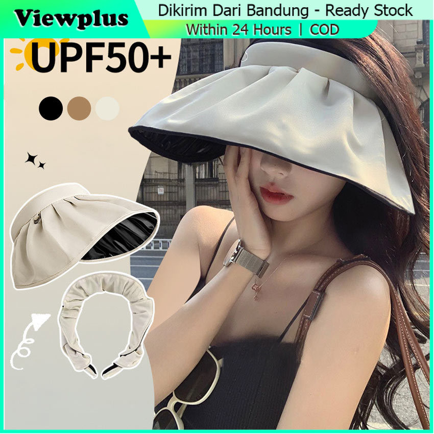 Jual Topi Visor Pantai Anti UV Wanita Fashion Hat Visor Lebar Lipat Anti UV Pelindung Sinar ...