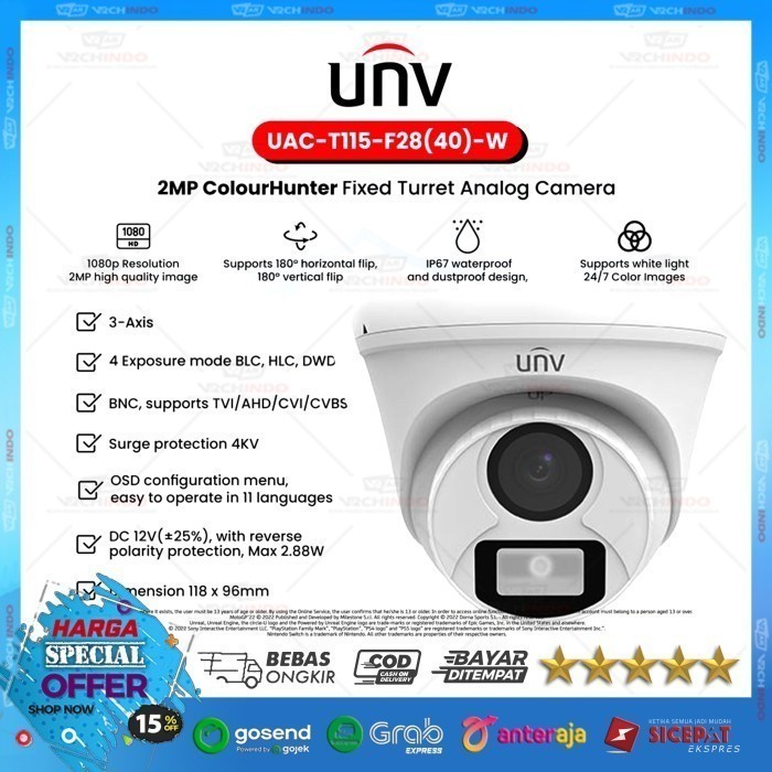 Jual CCTV UNIVIEW UAC-T115 Series - 5MP | Colour Hunter Fixed Turret Analog Camera !! | Shopee ...