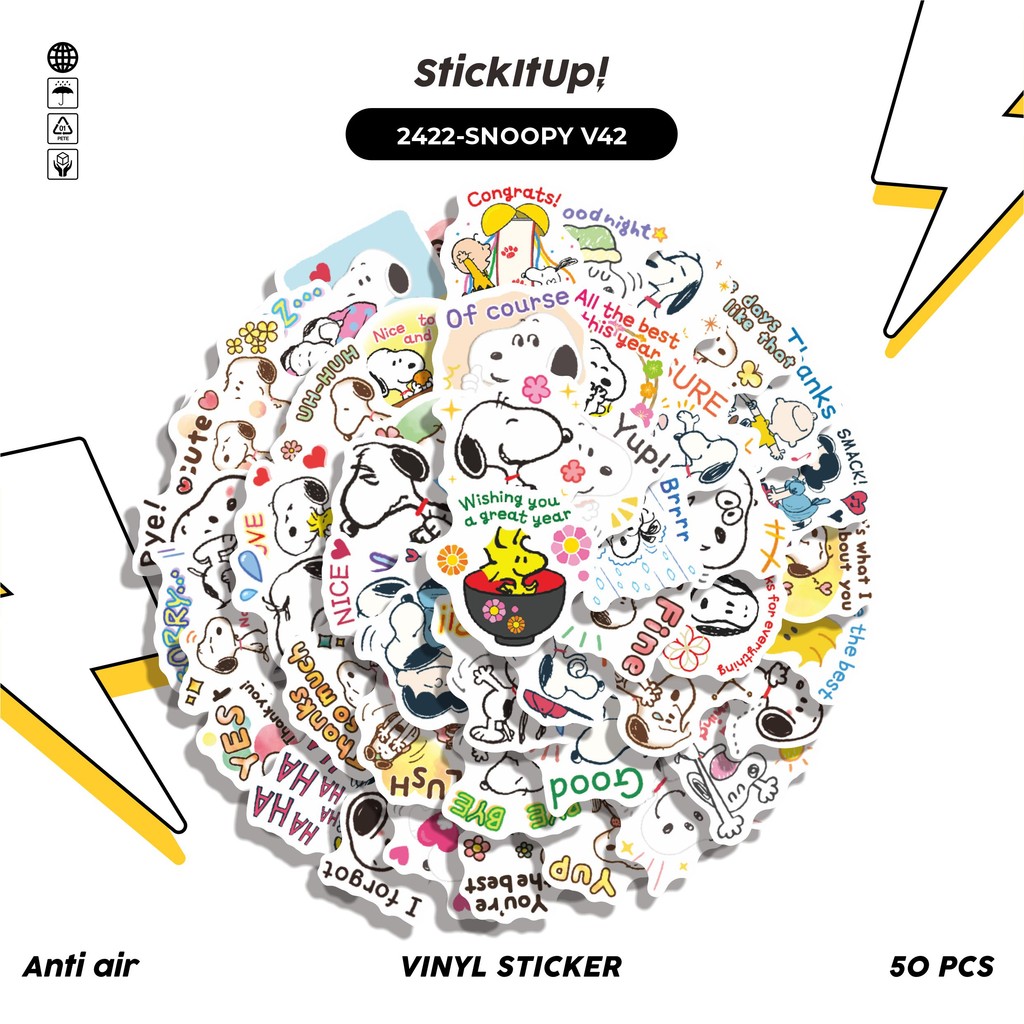 Jual COD 50 Pcs Stiker Pack SNOOPY V42 Lucu Aesthetic Vynil Waterproof untuk Freebies Sticker ...