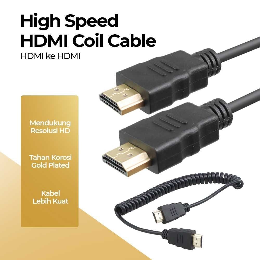 Jual High Speed HDMI to HDMI Coil Cable Gold Plated 1.3M - SGS ( ORI ...