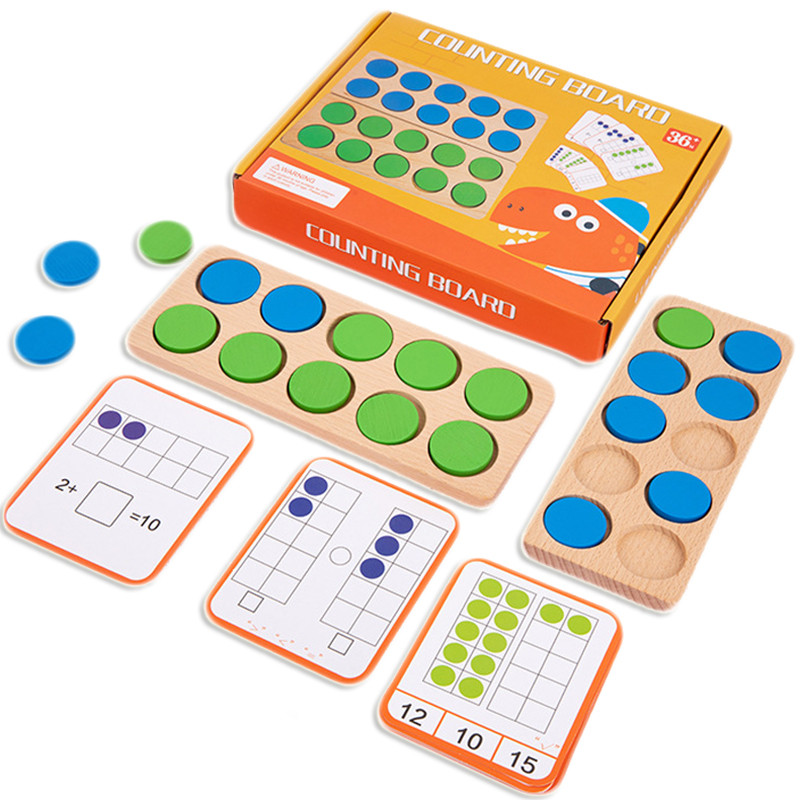 Jual Wooden Ten-Frame Math Toys Preschool Math Manipulative Number ...