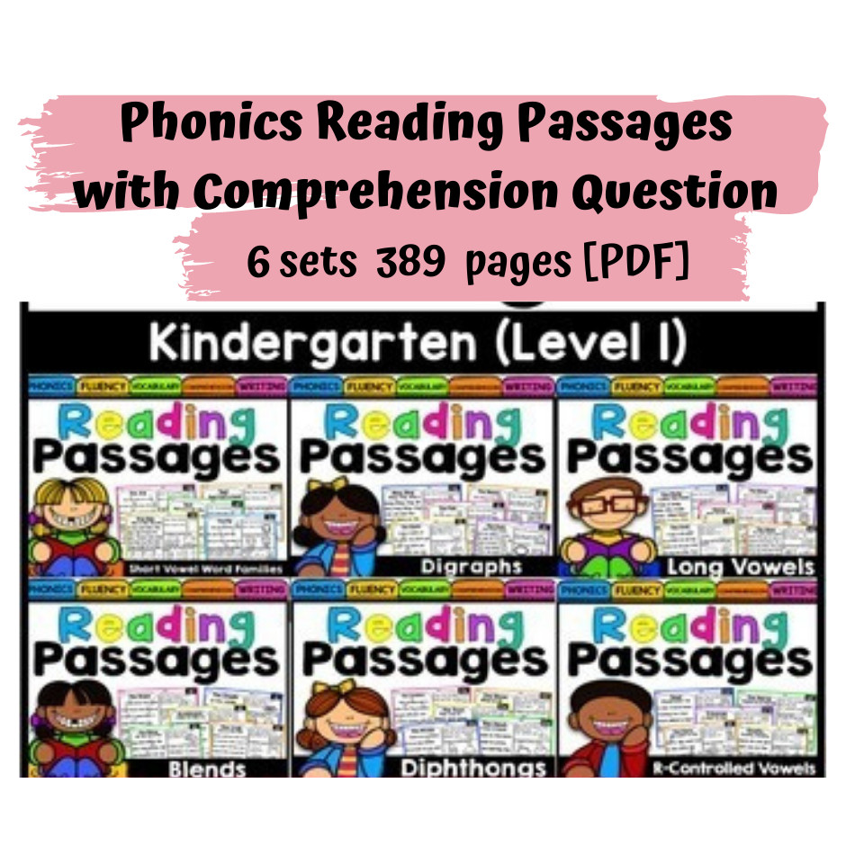Jual Printable Reading Passages with Comprehension Worksheets 6 sets ...