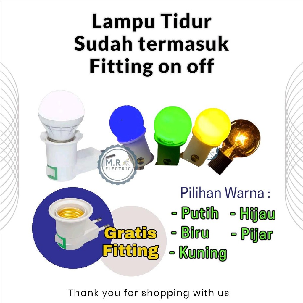 Jual Lampu Tidur LED Warna Putih plus Fitting Colok Tempat Lampu - Led ...