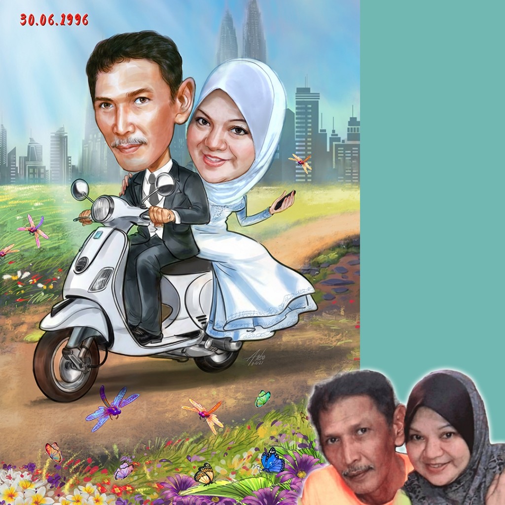 Jual Lukisan KARIKATUR | saiz A2 | WARNA%Lukisan Tangan | COLOUR |On ...