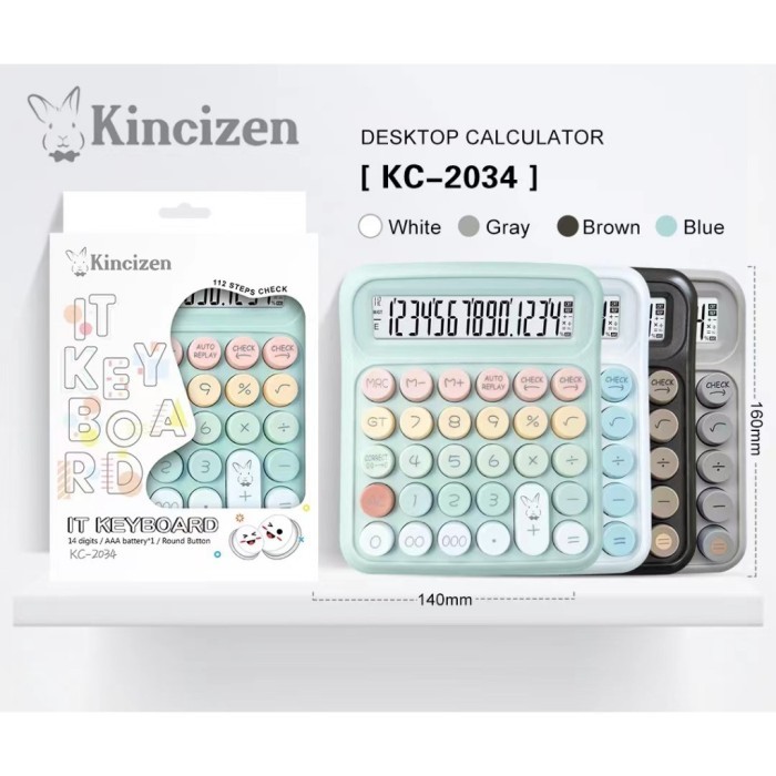 Jual Kalkulator Rainbow KINCIZEN KC 2034 - Calculator Pastel 14 Digit ...