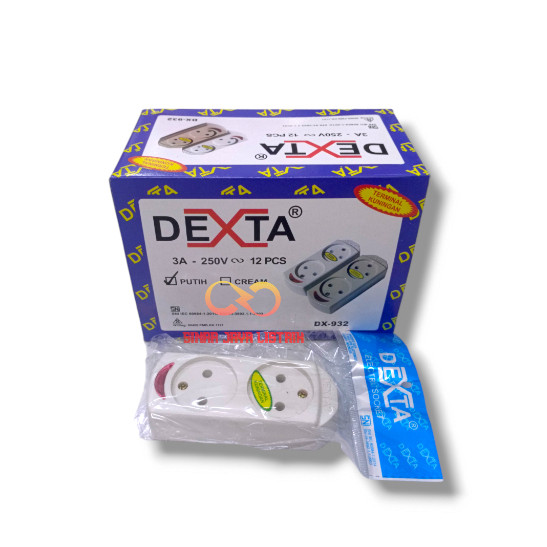 Jual DEXTA Terminal Stop Kontak Gepeng + Indikator Lampu 2 Lubang Putih ...