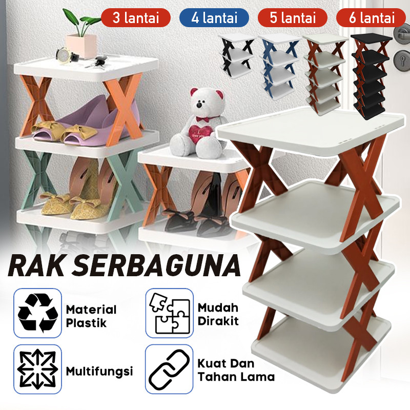 Jual Sepatu Plastik Tempat Sepatu Rak Sepatu Susun Model Silang X 4 ...
