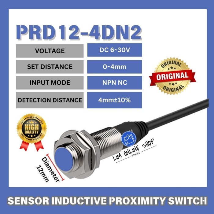 Jual SENSOR PROXIMITY PRD12-4DN2 INDUCTIVE NPN NC NORMALY CLOSE JARAK DETEKSI 4MM DC6-30V ...