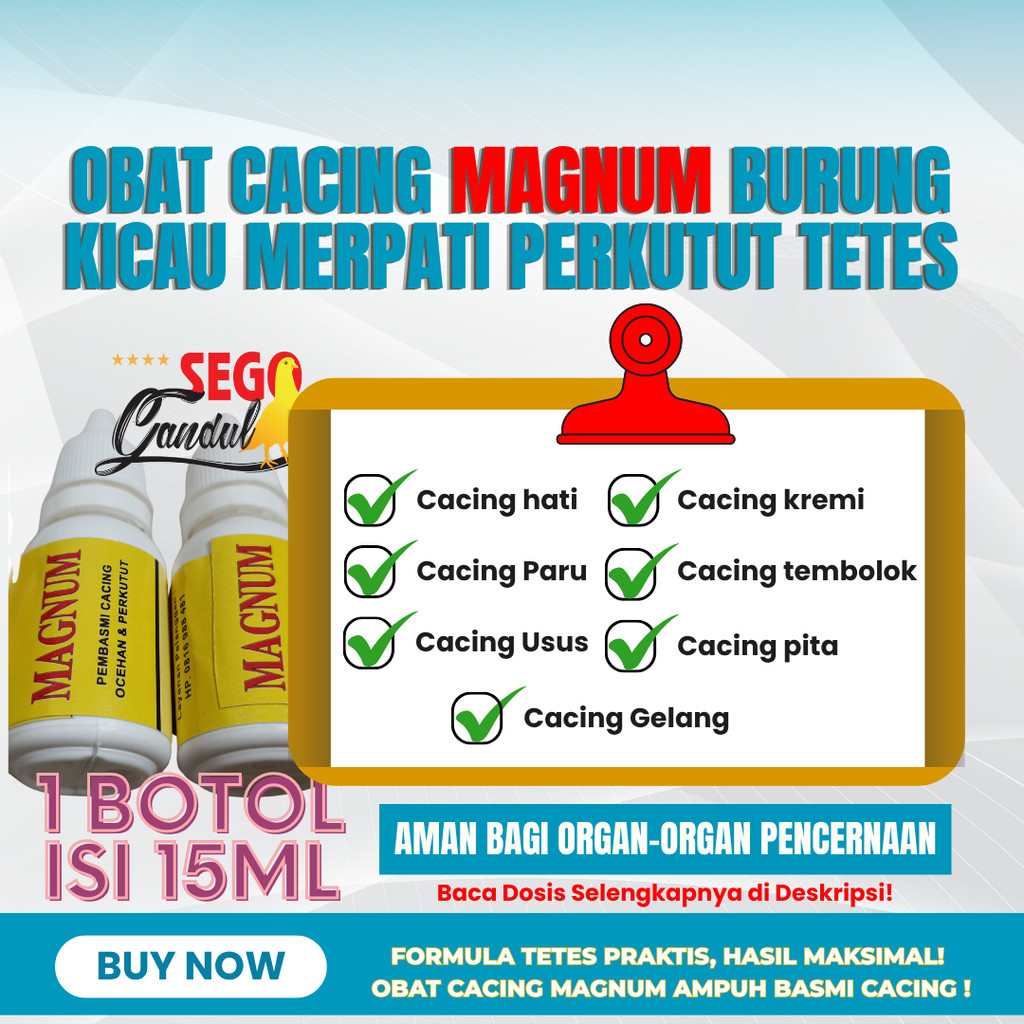 Jual obat cacing magnum burung kicau merpati perkutut tetes 1 Botol ...