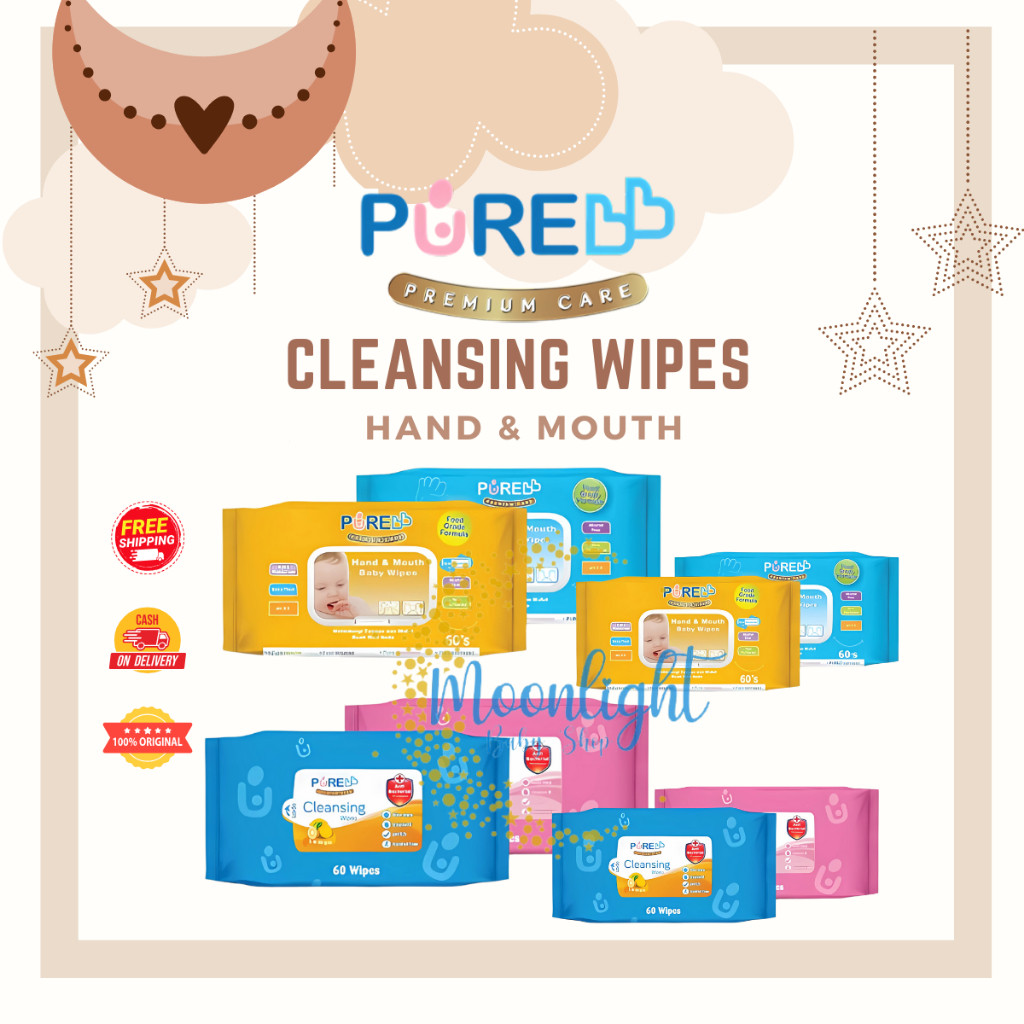 Jual PURE Baby Hand and Mouth Baby Wipes Cleansing Wipe Tissue Basah ...