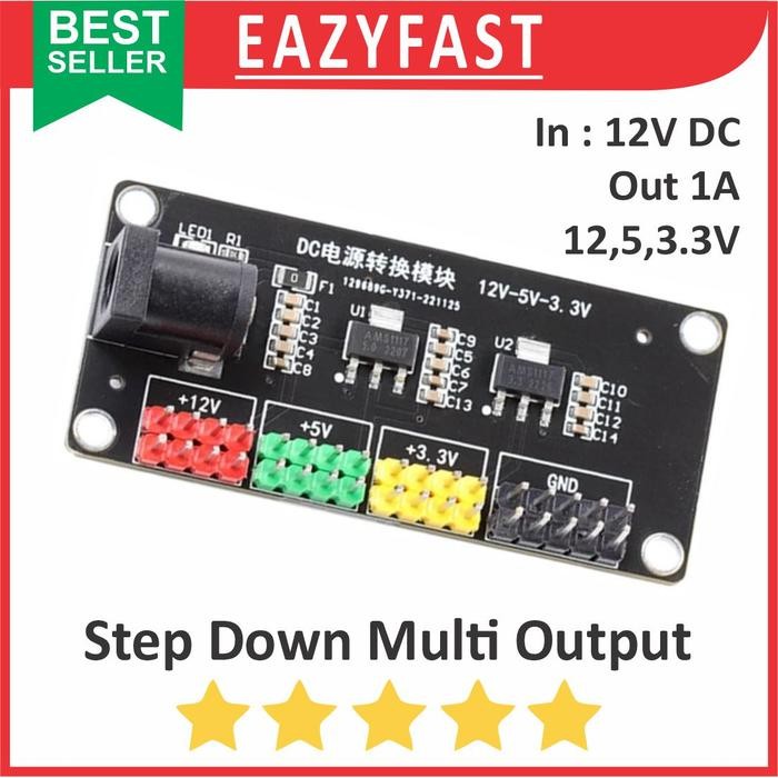 Jual Modul Step Down Multi Output Regulator AMS1117 3.3V 5V 12V 3.3 5 ...