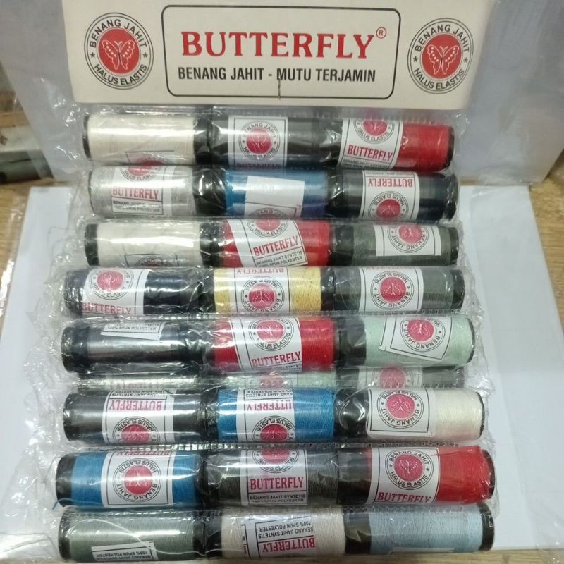 Jual CASHBACK EXTRA Benang Jahit Butterfly / perenceng (72pcs) | Shopee ...