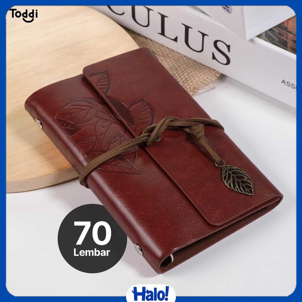 Jual Toddi PHANTACI Buku Catatan Binder Kulit Retro Leaf Kertas B7 ...