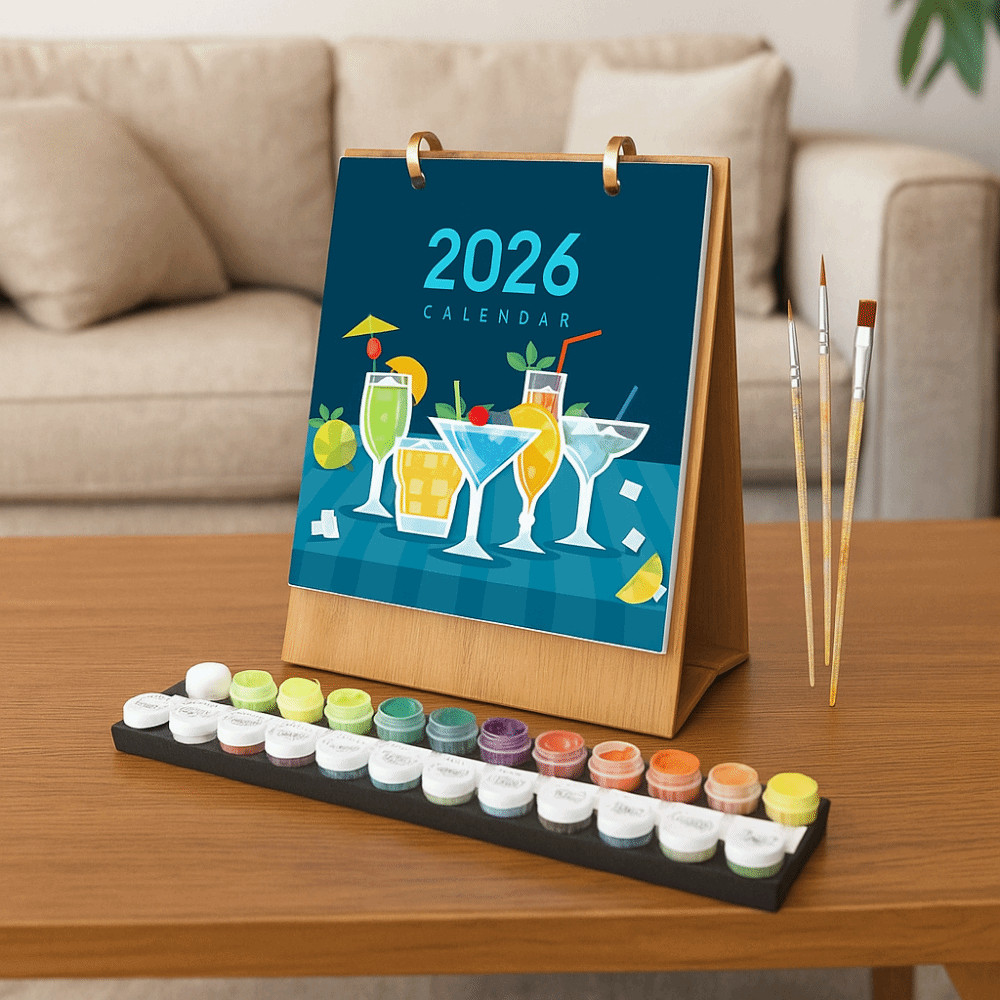 Jual Practical 2026 Edition Desk Calendar Handmade Hand Drawn Standing ...
