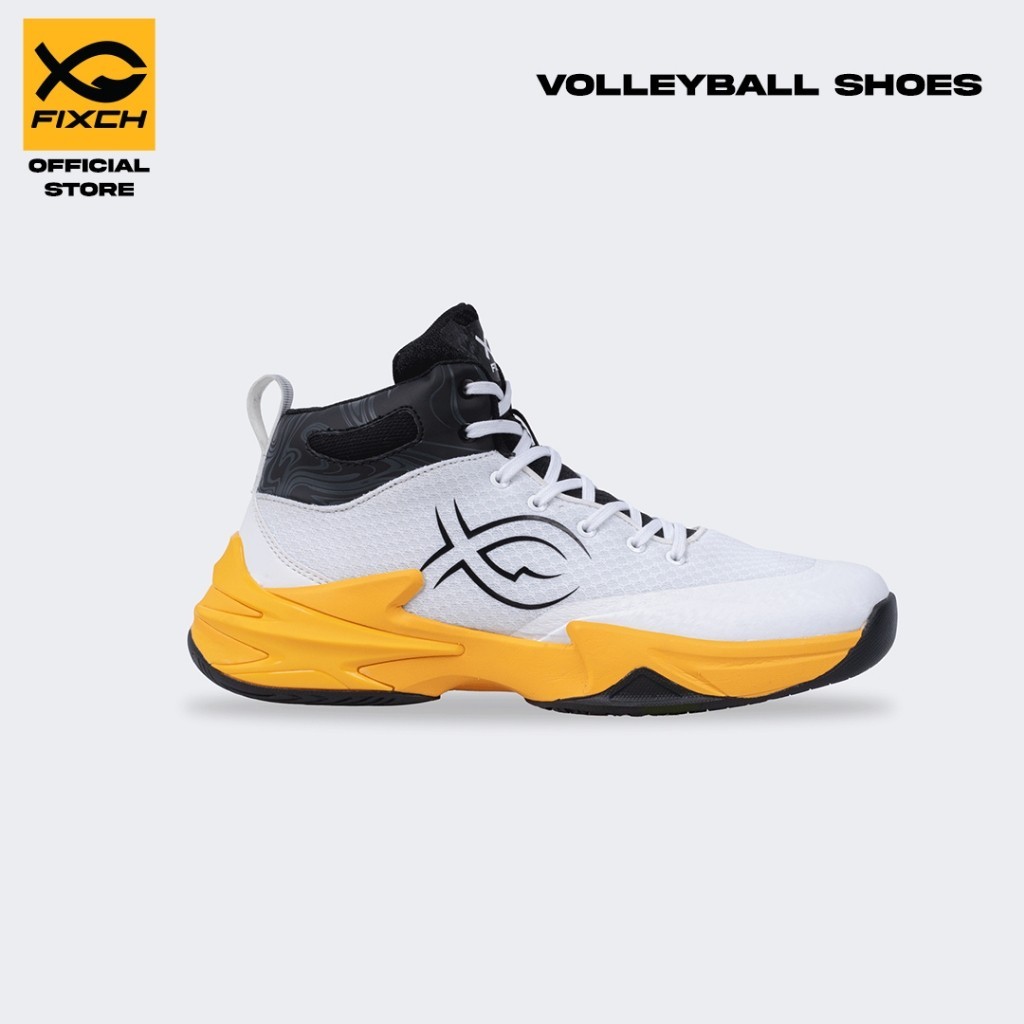 Jual FIXCH - Demonic Sepatu Voli Mid Cut - White/Traffic Yellow/Black ...