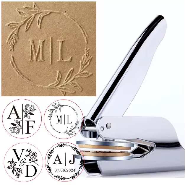 Jual Custom Initials Embosser stamp,Book Embosser Personalized Wedding ...