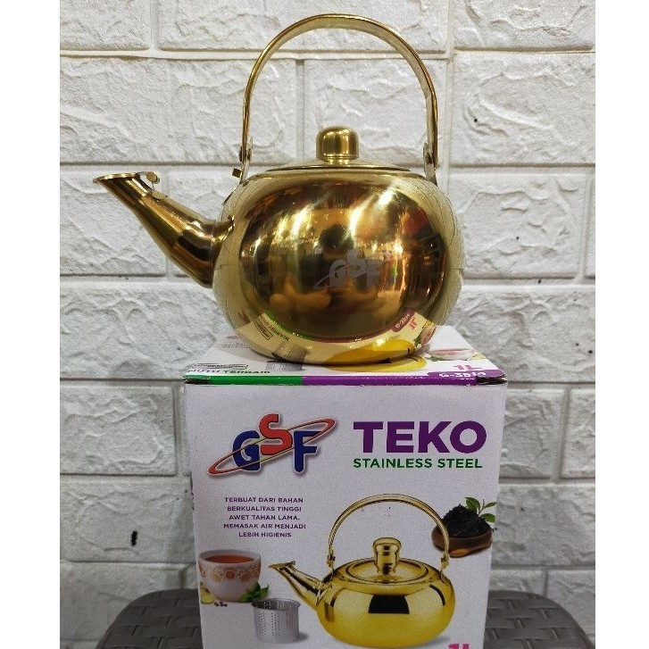Jual Teko Stainless Steel 1Liter GSF / Teko Arab Emas / Teko Gold ...
