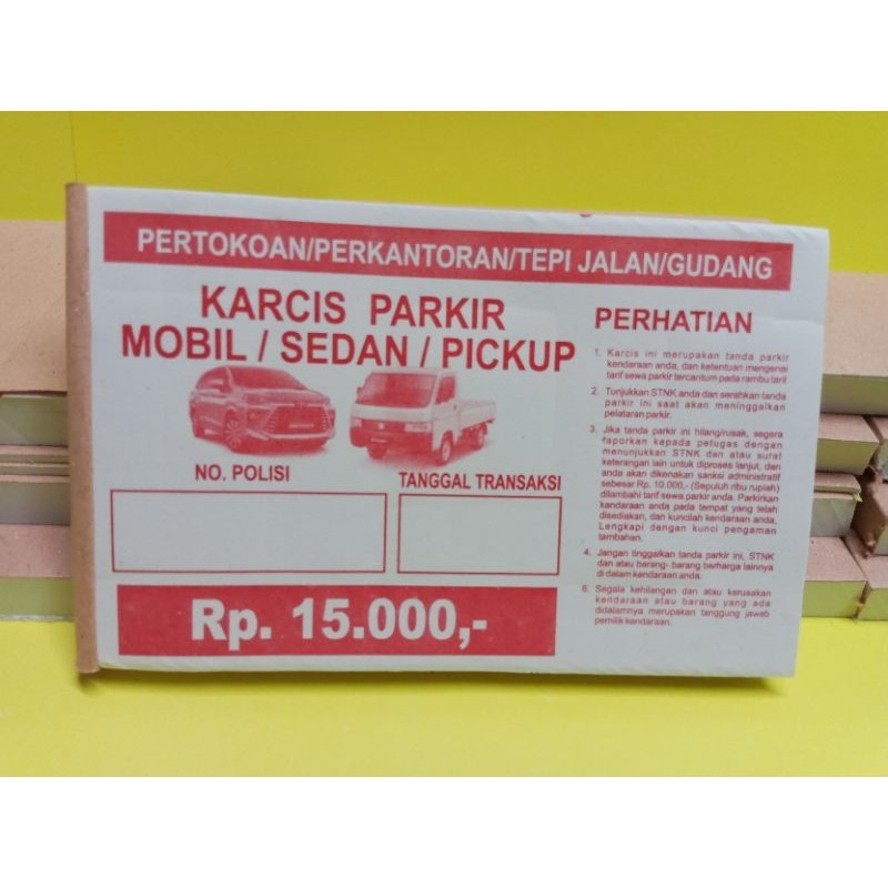 Jual KARCIS PARKIR MOTOR/MOBIL PERTOKOAN/PERGUDANGAN/PERKANTORAN ...