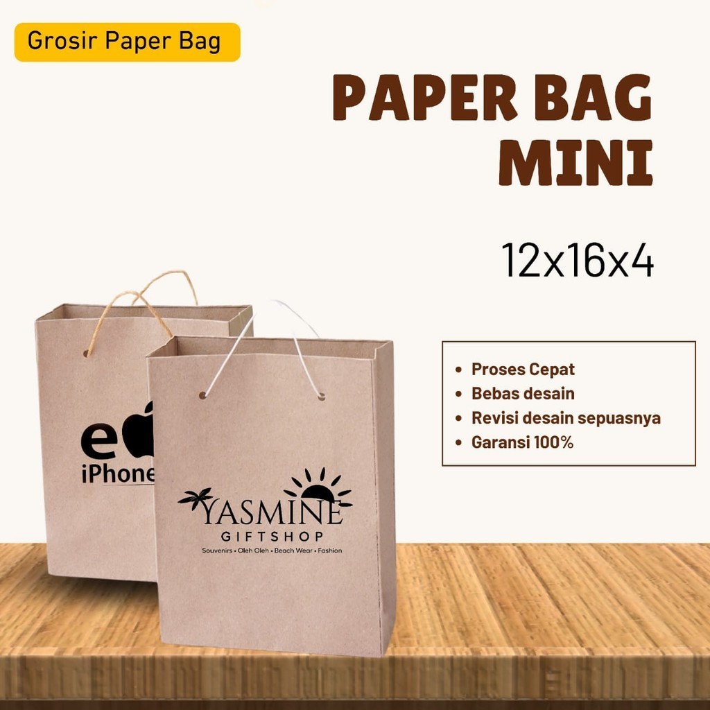 Jual PAPER BAG CUSTOM SABLON MINI 50 / 12 X 16 X 4 / PAPERBAG KADO ...