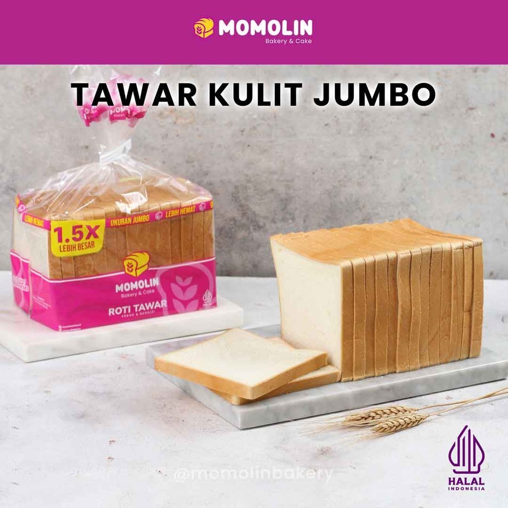 Jual Momolin Bakery Tawar Kulit Jumbo - Roti Sarapan - Roti Tawar ...