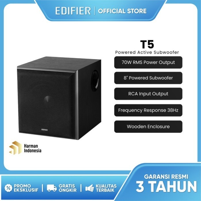 Jual EDIFIER T5 / T 5 Powered Active Subwoofer 8inch 70Watt RMS Output | Shopee Indonesia