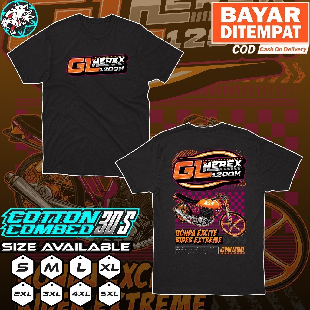 Jual KAOS BAJU GL HEREX 1200M BIG SIZE JUMBO KAOS MOTOR PRIA WANITA | Shopee Indonesia