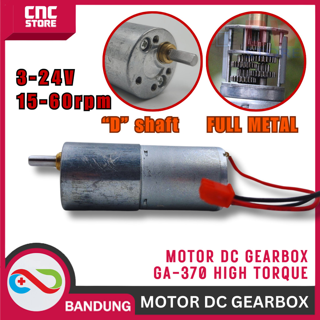 Jual GearBox Motor DC Gear Box High Torque DC Motor 3V-24V 25 GA-370 RS ...
