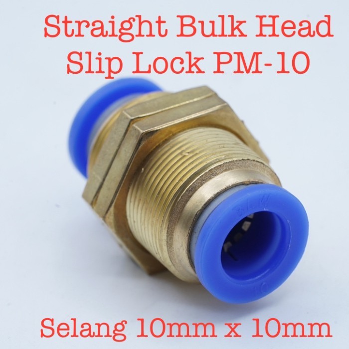 Jual PM-10 PM10 Konektor Fitting Straight Bulk Head Pneumatic 10mm x 10 ...