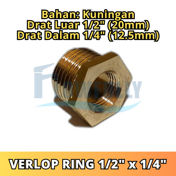 Jual VERLOP RING KUNINGAN 1/2 x 1/4 INCH VLOK RING DRAT LUAR DALAM ...