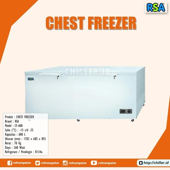Jual Chest Freezer Merk RSA Type:CF-600 (Khusus Daerah Medan) | Shopee ...