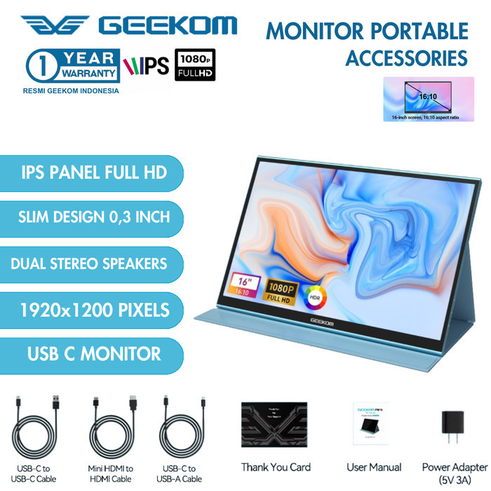 Jual Monitor Portabel Geekom PM16 IPS + MINI PC It12 / IT13 /NUC 11 ...