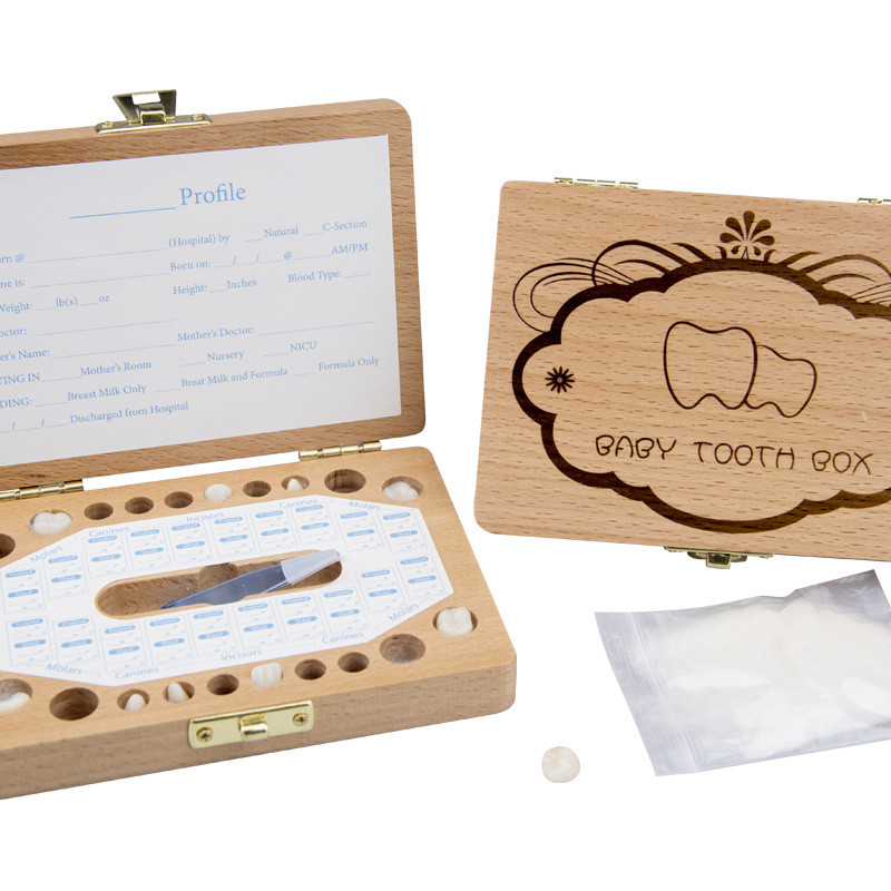 Jual Wooden Baby Tooth Box Organizer Milk Teeth Storage Umbilical ...