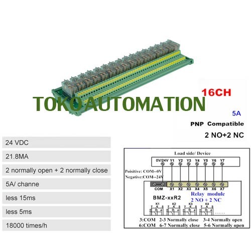 Jual SPC 16 Channel PLC Relay Module G2R-2 5A 2NO 2NC Input DC 24V PNP ...