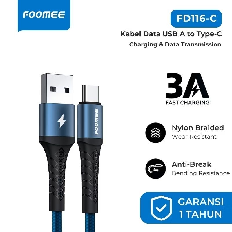 Jual Kabel Data Foomee FD116/FD103/FD121 Kabel Data TYPE-C/LIGHTNING/MICRO FAST CHARGING 1Meter ...