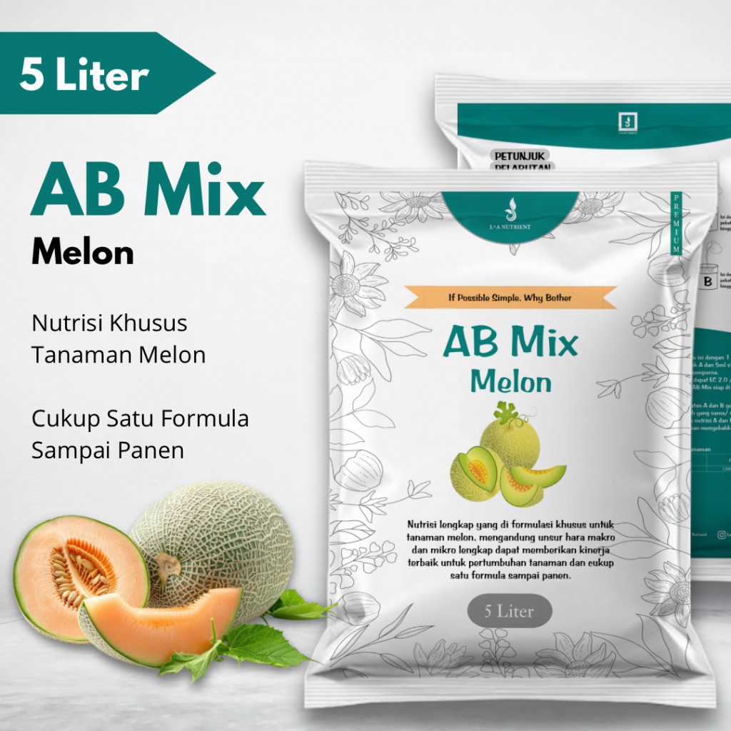 Jual AB Mix Hidroponik L^A Nutrient 5 Liter AB Mix Melon Satu Formula ...