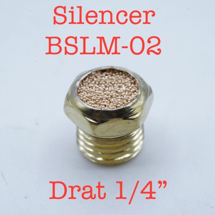 Jual BSLM-02 BSLM02 Drat 1/4" Silencer Fitting Kuningan Rata Pneumatic Male Thread Exhaust ...
