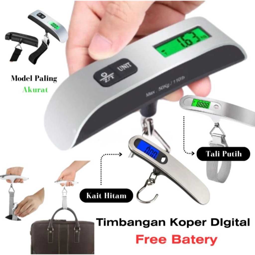 Jual TIMBANGAN KOPER ELECTRONIC SILVER LUGGAGE SCALE TRAVEL GANTUNG ...